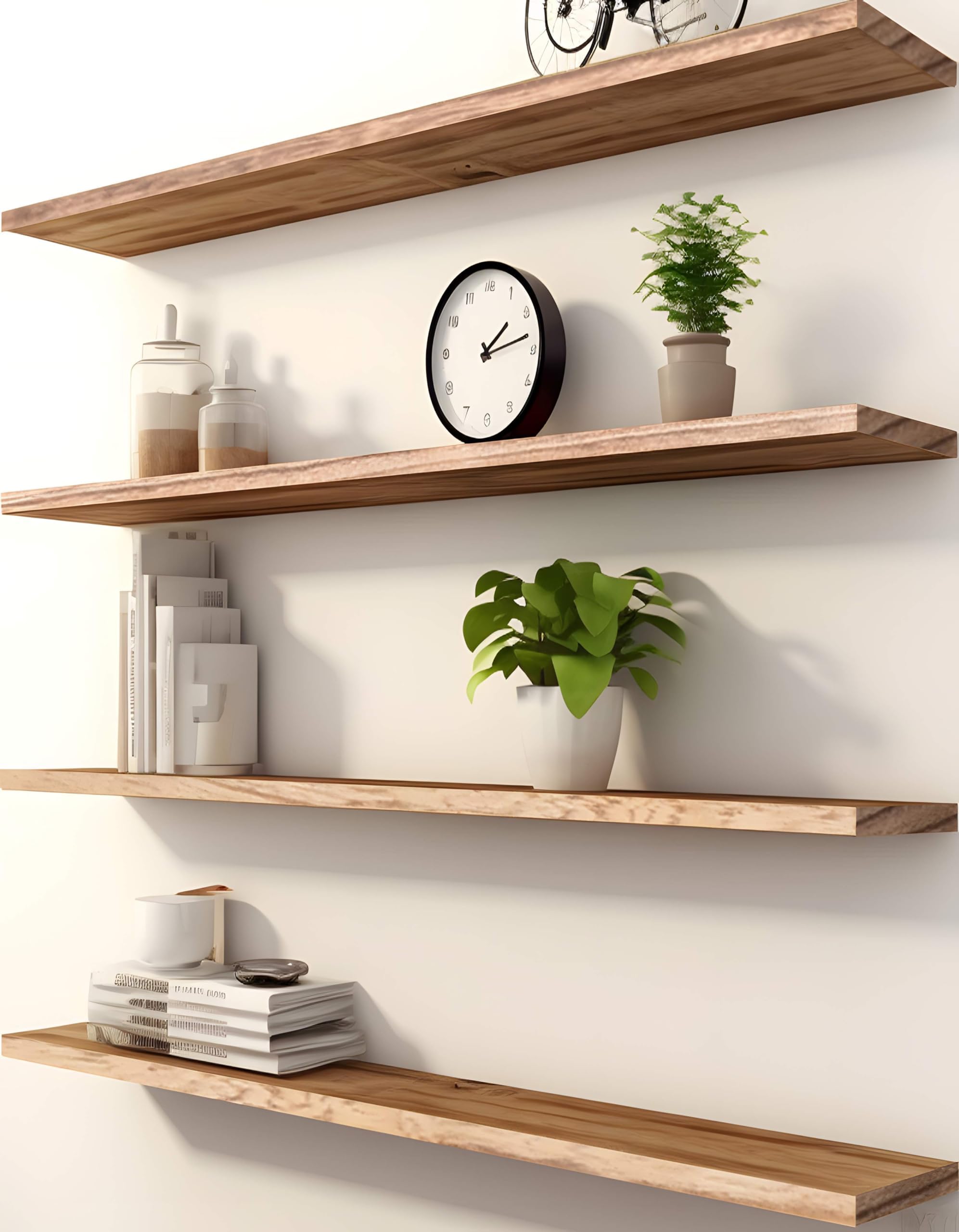 Amazon.com: PHPH 48 Inch Wood Floating Shelves for Wall, Wooden Wall ...