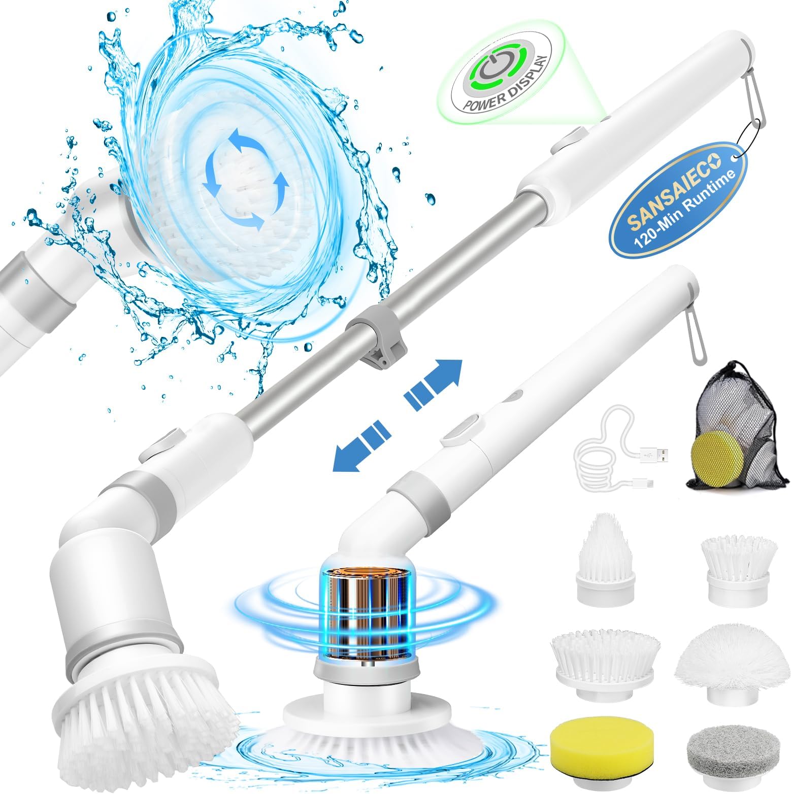 Amazon.com: BHY Electric Spin Scrubber - 1200RPM Shower Scrubber ...