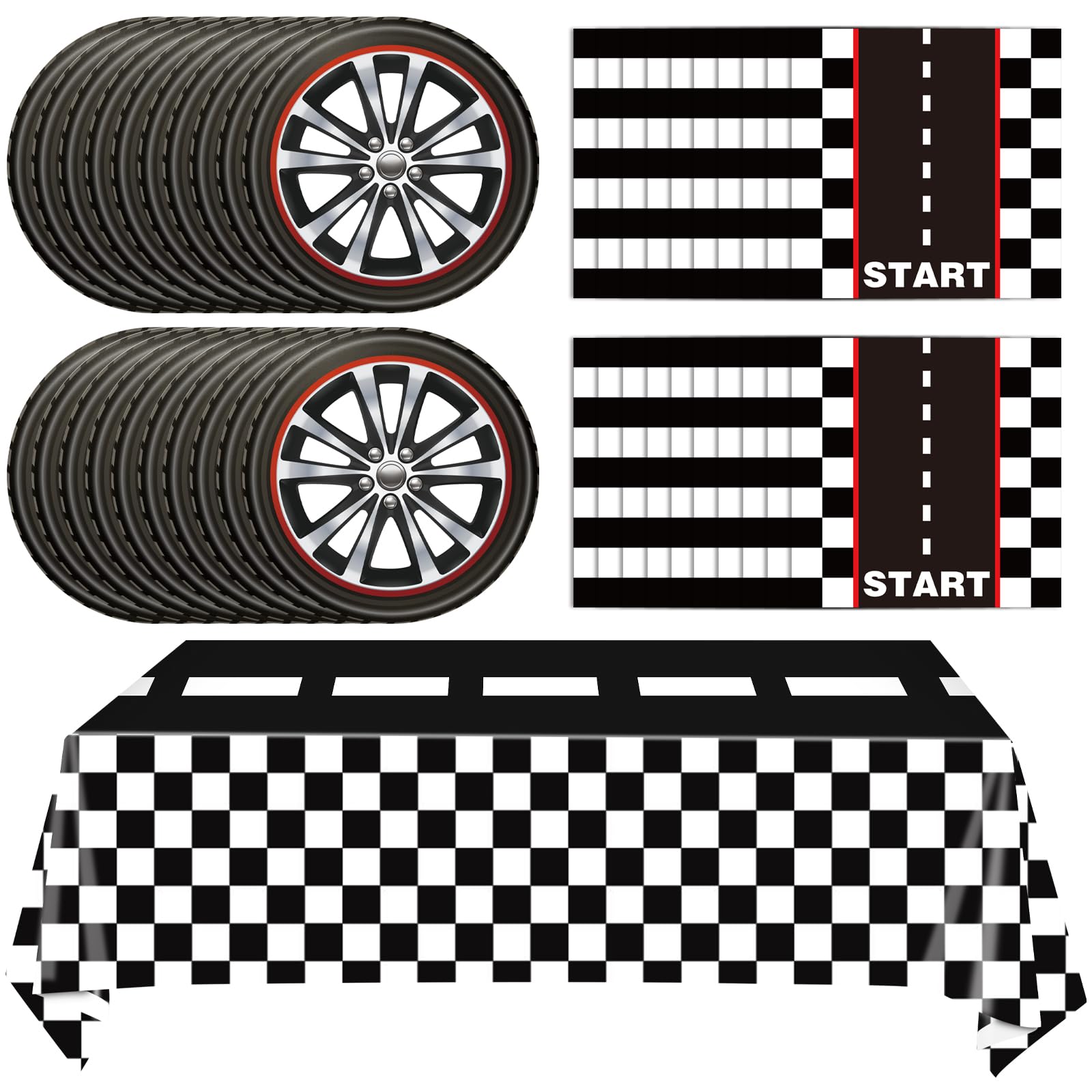 Amazon.com: 41Pcs Race Car Birthday Party Supplies Inckudes 20 Plates ...