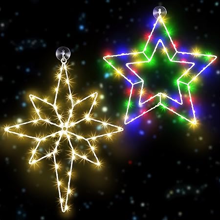 Amazon.com: LAMPHOME 14'' 50 Lighted Star Christmas Window Silhouette ...