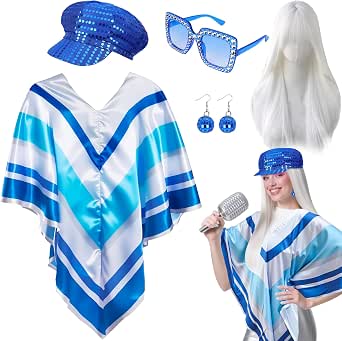 Kyndara 5Pcs Abba Fancy Dress Costume for Women, 1970s Disco ...