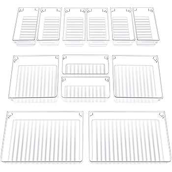 InnoGear Set of 21 Desk Drawer Organiser Trays with 4-Size Clear ...
