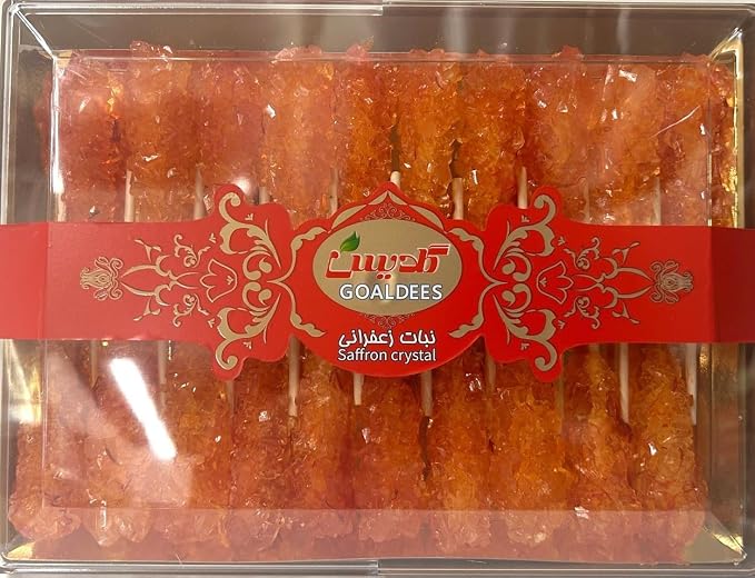 Amazon.com : Nabat Saffron Crystal Rock Candy Sticks, 20 Count, 400g ...