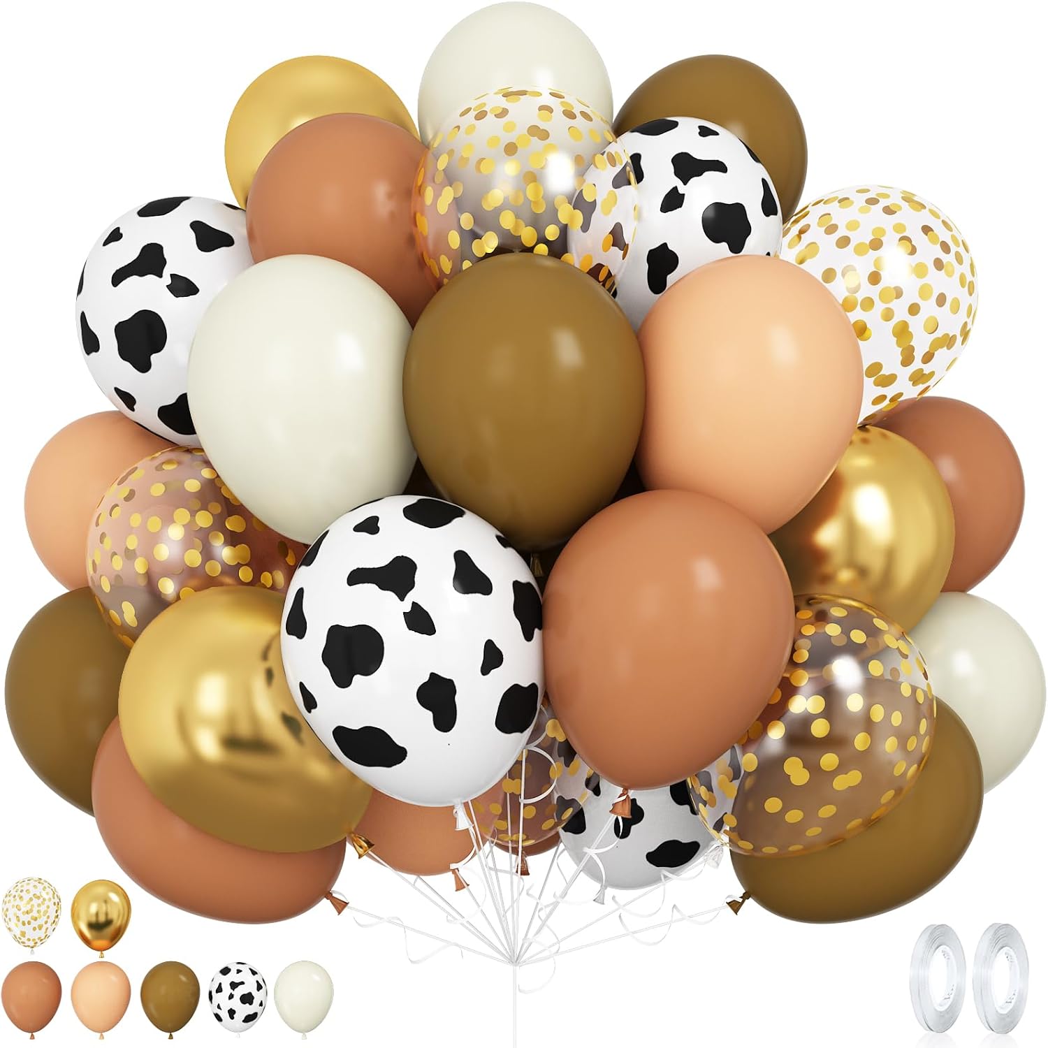 Amazon.com: Cow Balloon, Western Party Cow Print Balloon, 12 Inch Brown ...
