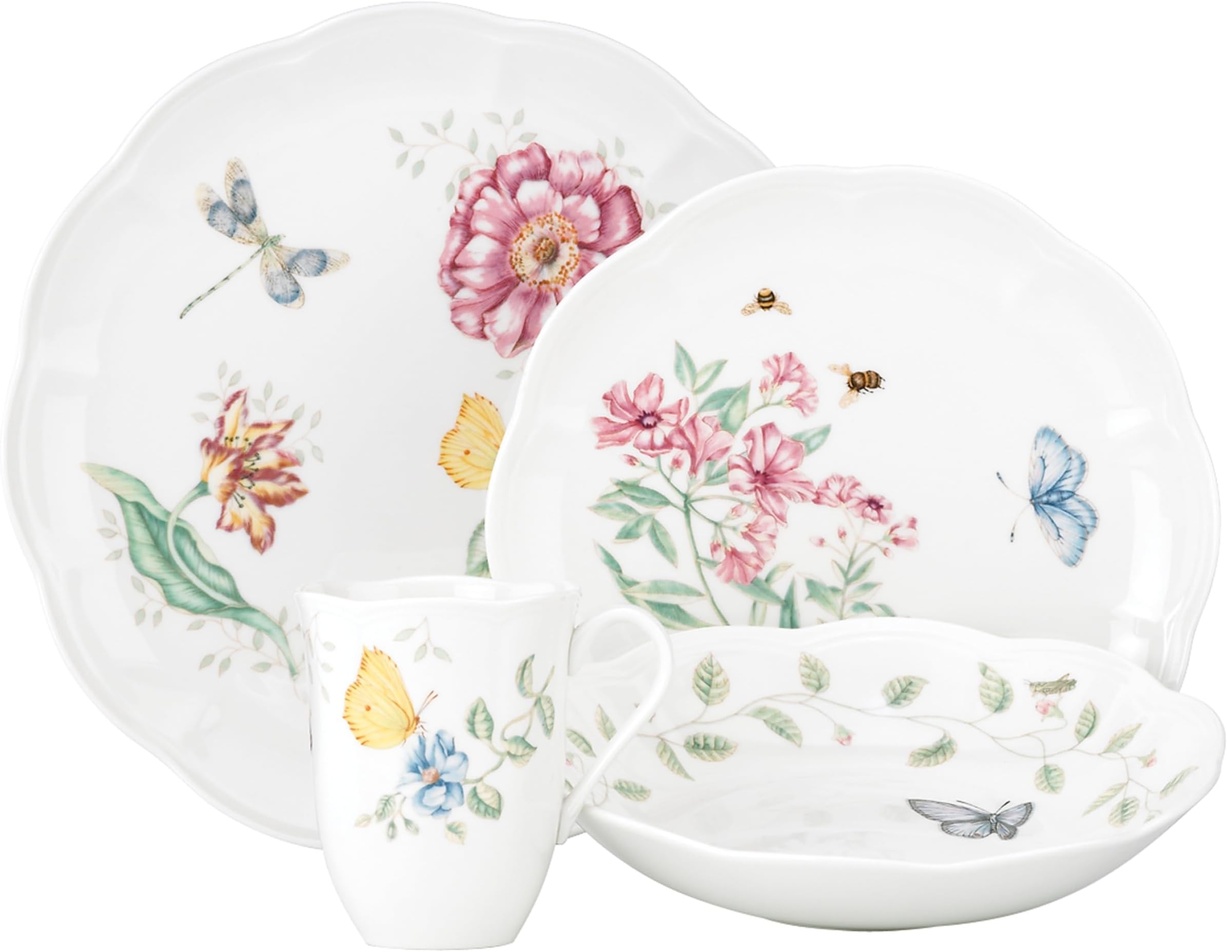Amazon.com | Lenox Butterfly Meadow 18-Piece Dinnerware Set and 7-Piece ...