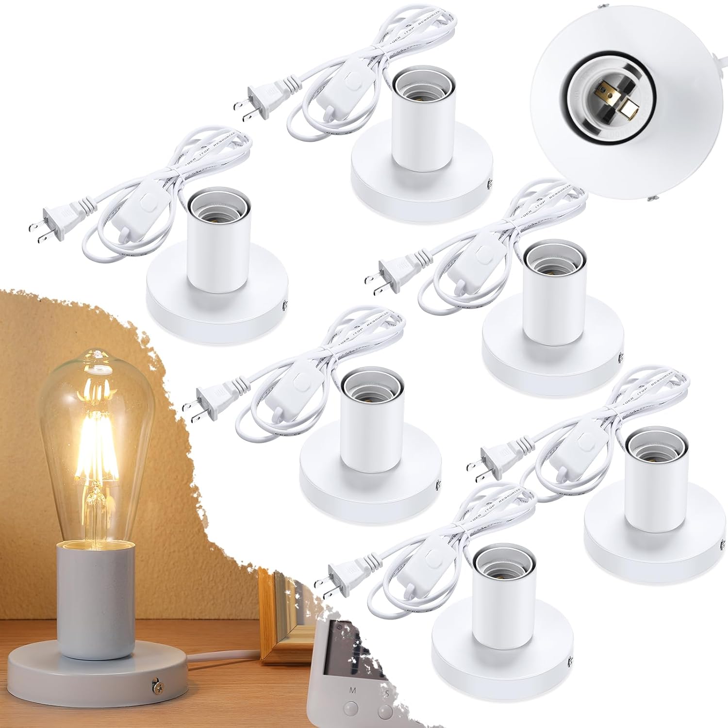 Tuanse 6 Pcs Polished Metal Desktop Lamp E26 E27 Screw Light Bulb ...