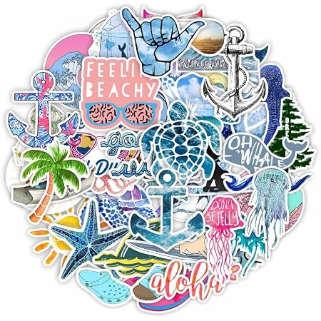 Amazon.com: Go Surfing Stickers| 50 Pcs Summer Water Sports Waterproof ...