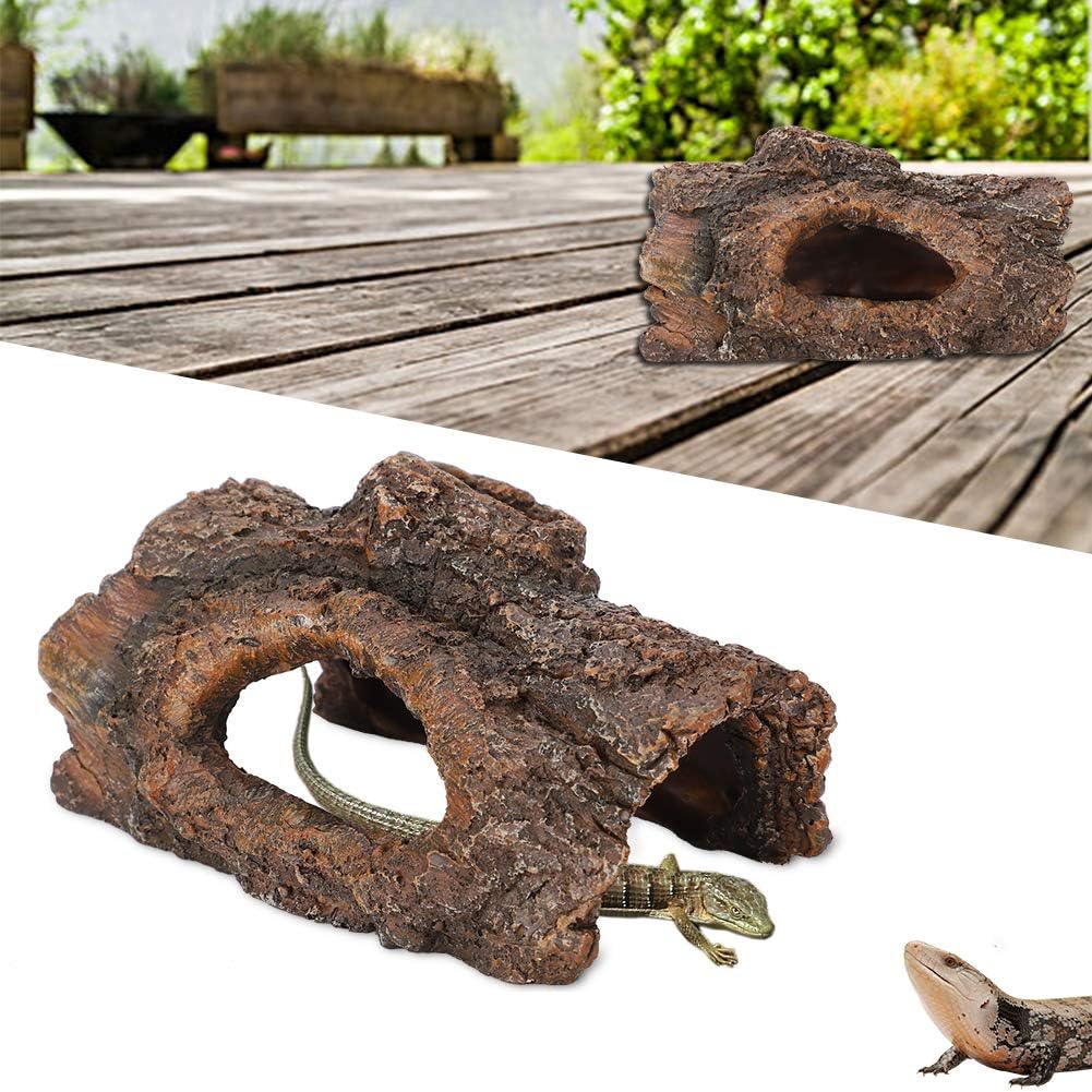 ViaGasaFamido Reptile Cave, Simulation Resin Tree Bark Amphibians ...