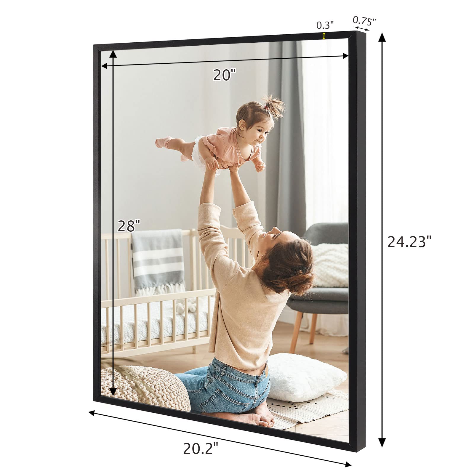 20x28 Inch Poster Frame, Plexiglass, Set of 2, Black Snap Frames, Front ...
