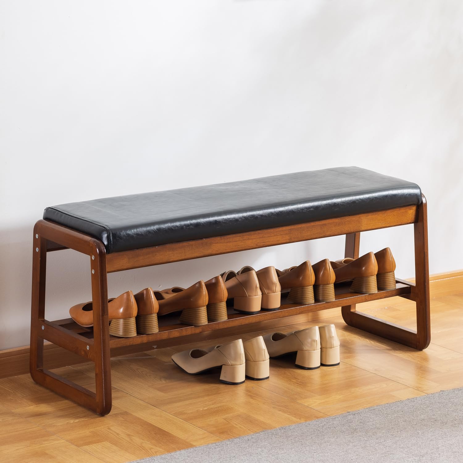 Amazon.com: latifolia Shoe Bench, Solid Wood Shoe Bench with Cushion, 2 ...