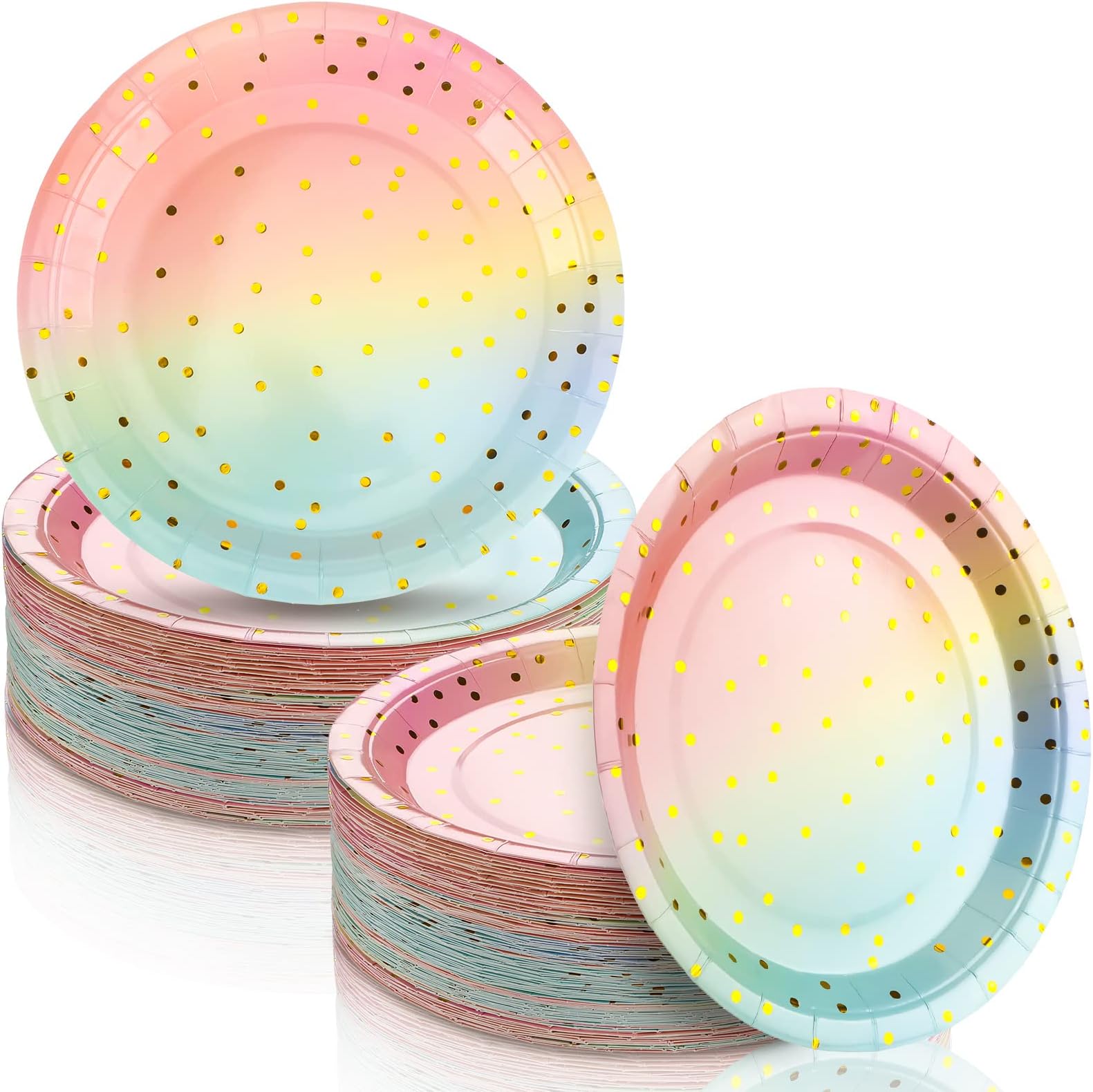 Amazon.com: Meanplan 100 Pcs Pastel Dot Paper Plates 9 Inch Round ...