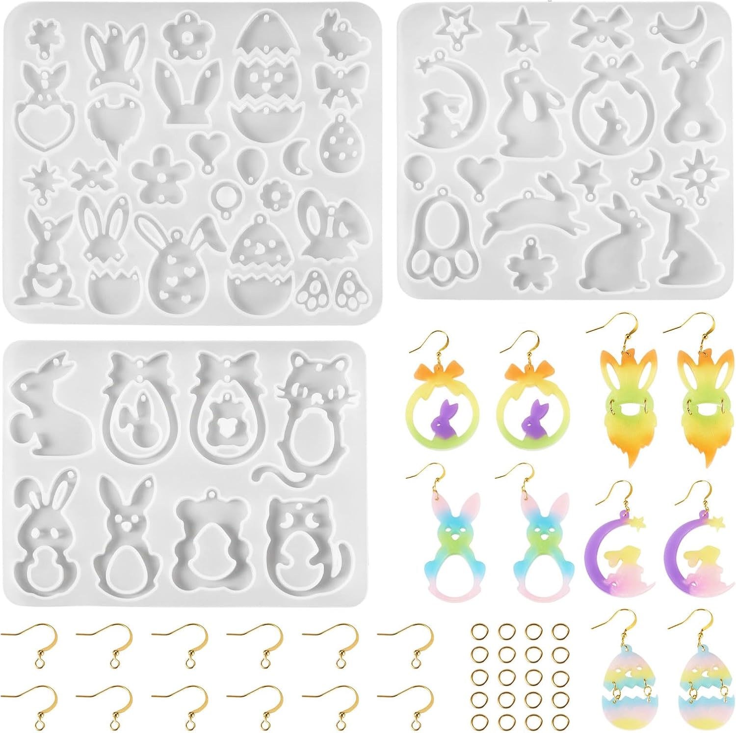 Amazon.com: Magibeads Easter Egg Rabbit Earring Charms Silicone Molds ...