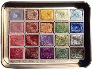 Amazon.com: 20 Colors Pearlescent Watercolor Painting Set, Metallic ...