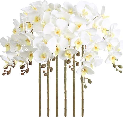 Amazon.com: ICBOX 38" White Orchids Artificial Flowers Velvet Silk ...