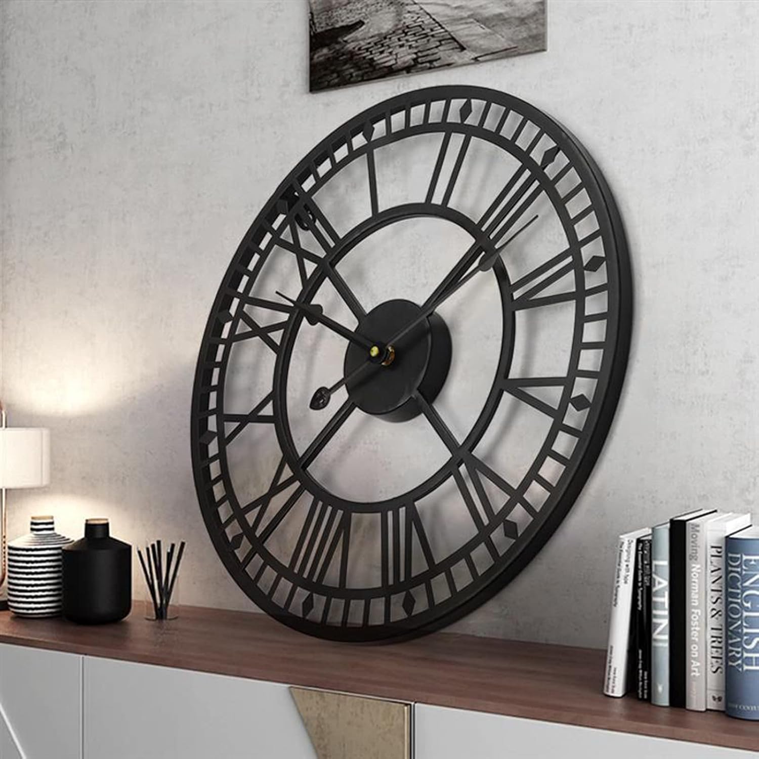 31 inch Large Roman Numeral Wall Clock Metal Wall Clock Oversized ...