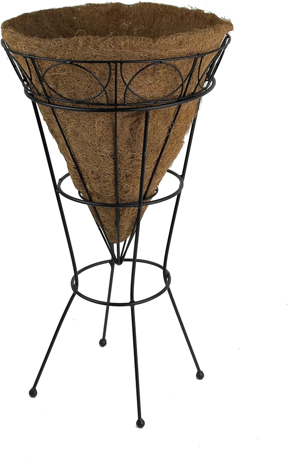 SIAM EXPRESS Cone Shaped Jardiniere Planter Coco Liner Raised Metal ...