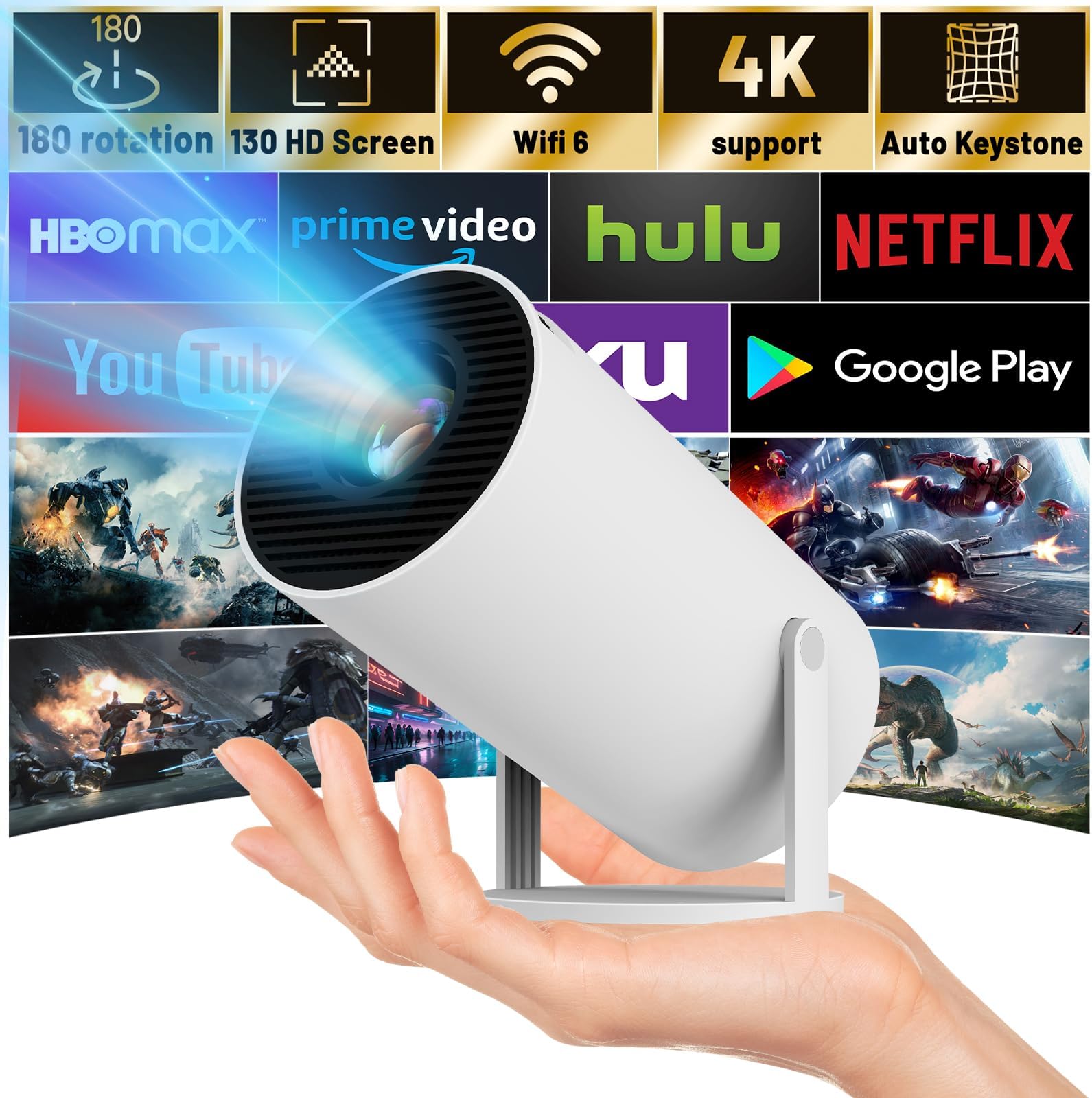Amazon.com: Mini Projector with WiFi and Bluetooth｜Outdoor Portable ...