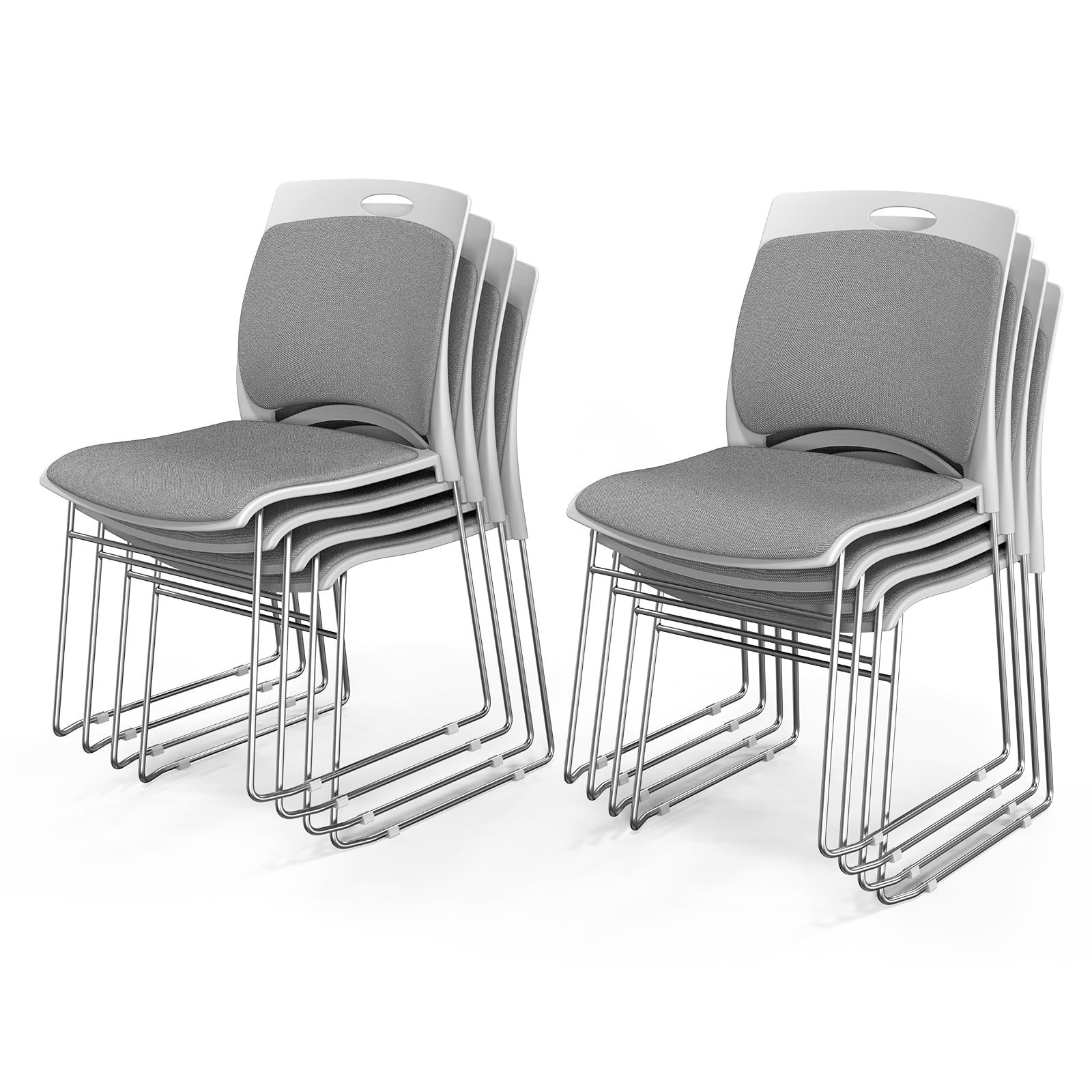 Amazon.com: VINGLI Stackable Chairs Set of 8, Stacking Office Chairs ...