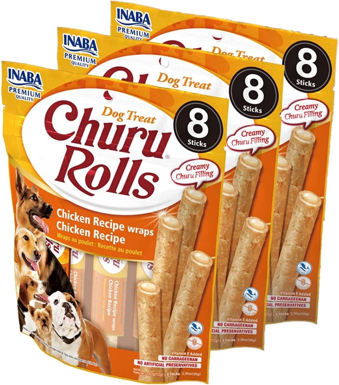 Amazon.com : INABA Churu Rolls for Dogs, Grain-Free, Soft/Chewy Baked ...
