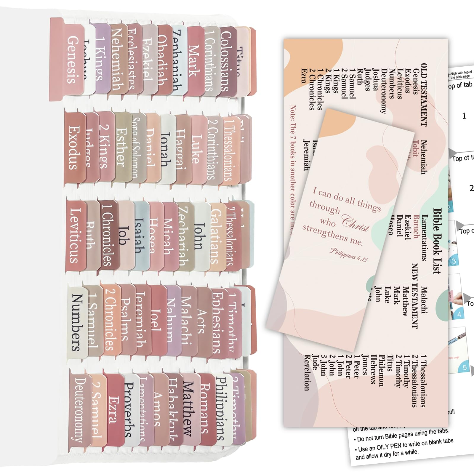 Laminated Index Tabs 100-Piece Bible Tabs Set - Laminated Large Print ...