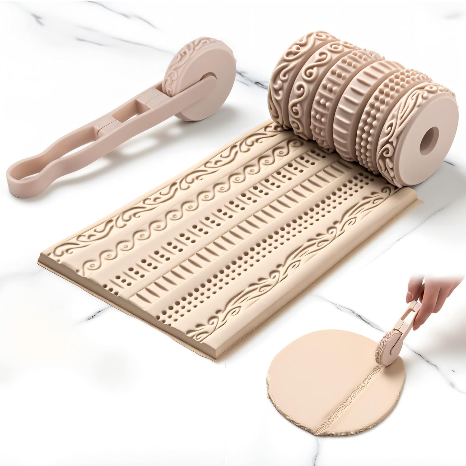 Amazon.com: AceOrbit 6pcs Clay Texture Rollers, Clay Roller with Handle ...