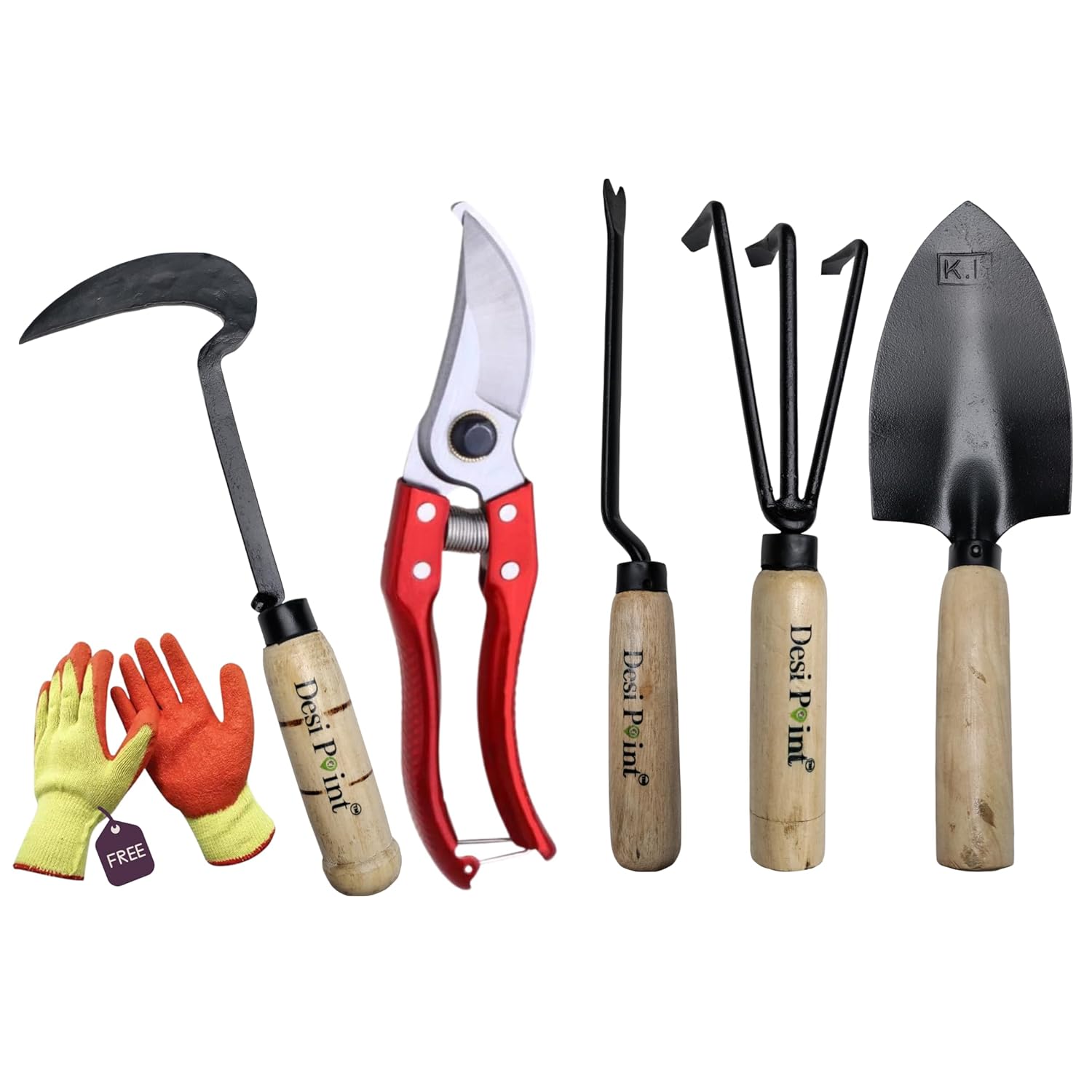 Desi Point Handmade Gardening Tools Set - 6 Pcs (Khurpi, Trowel, Hand ...