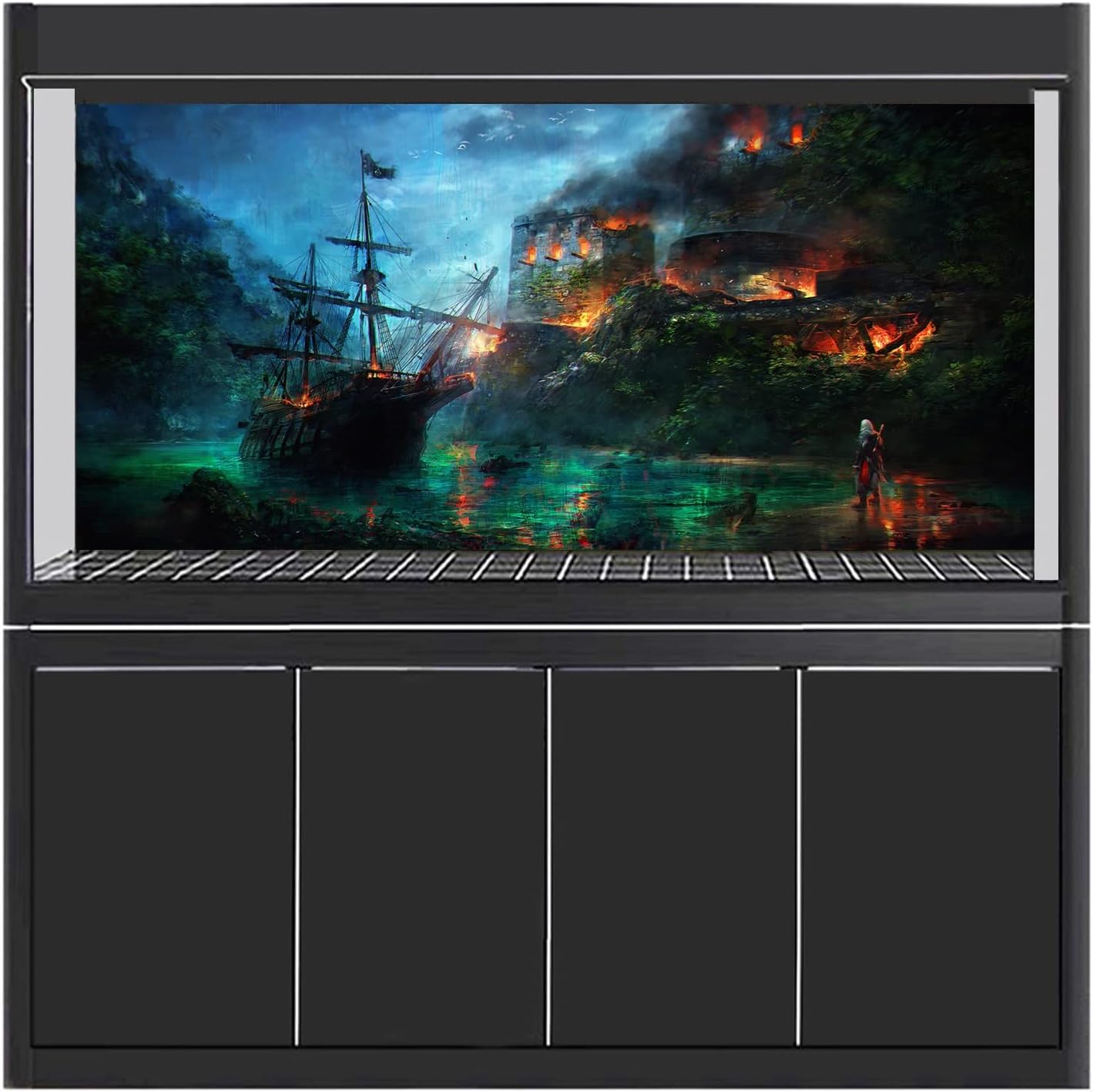 Amazon.com : HIATTO Aquarium Poster, Deep Sea Shipwreck Fish Tank ...