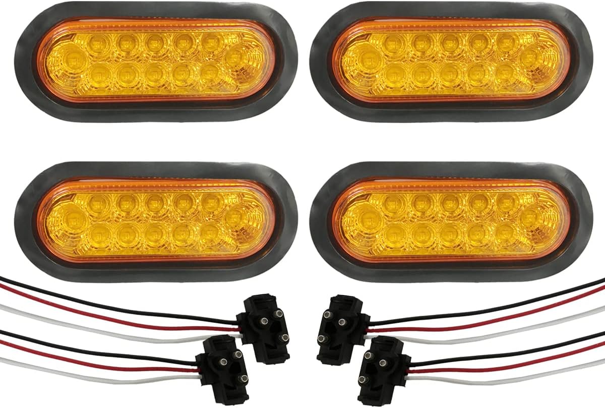 Amazon.com: NIUPARTS 4pcs 2x6 Oval 12 LED Amber/Amber Stop Turn Tail ...