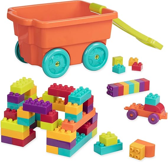 Amazon.com: Battat - Locbloc Wagon - Building Toy Blocks for Toddlers ...