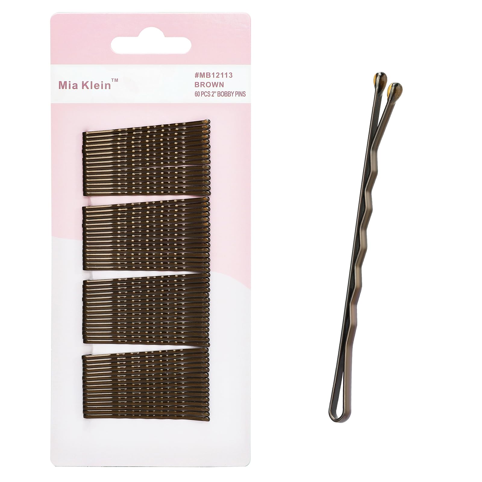 Amazon.com : Mia Klein Bobby Pins, Hair Pins 2 Inch 60PCS Crimped Hair ...