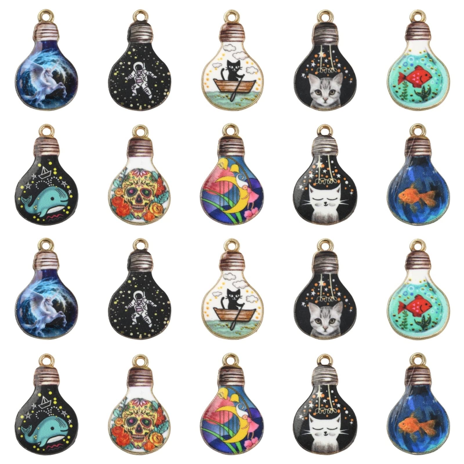 Amazon.com: KitBeads 50pcs Enamel Light Bulb Charms Mixed Styles Skull ...