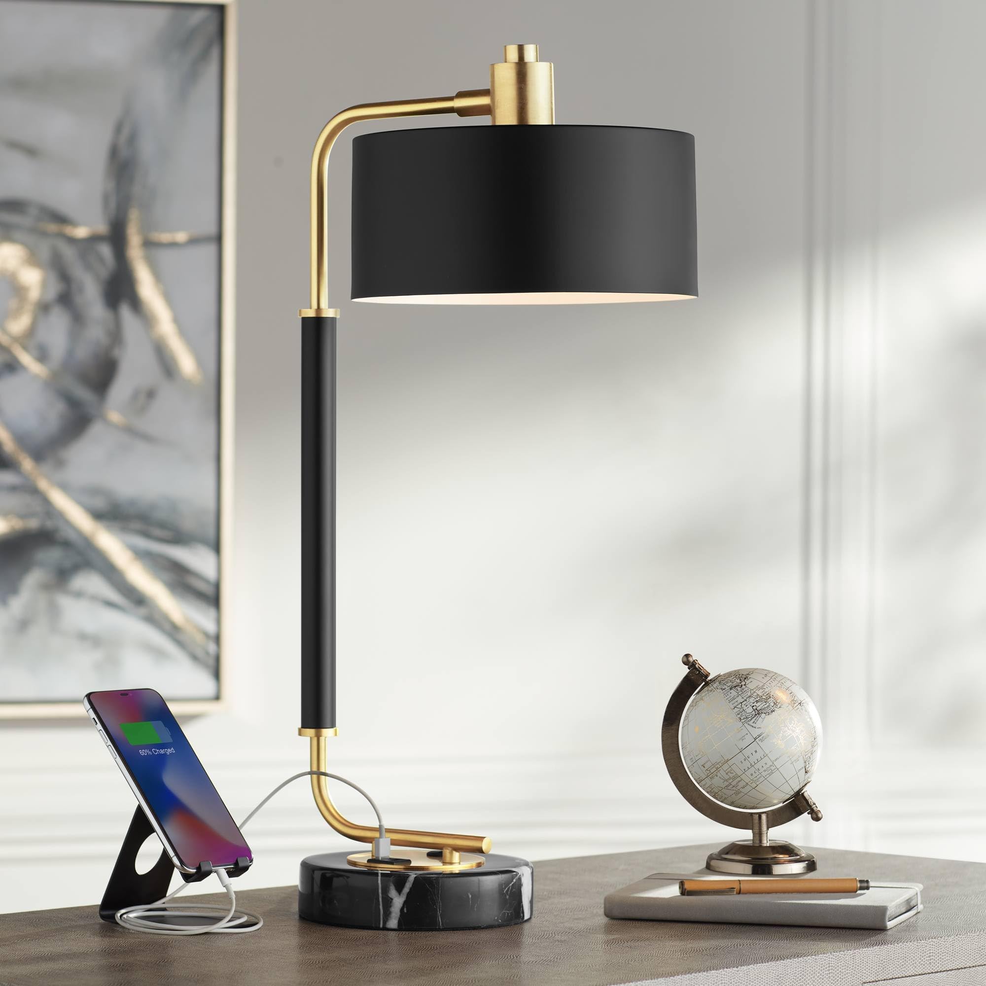 Possini Euro Design Myles Mid Century Modern Desk Lamp with Dual USB ...