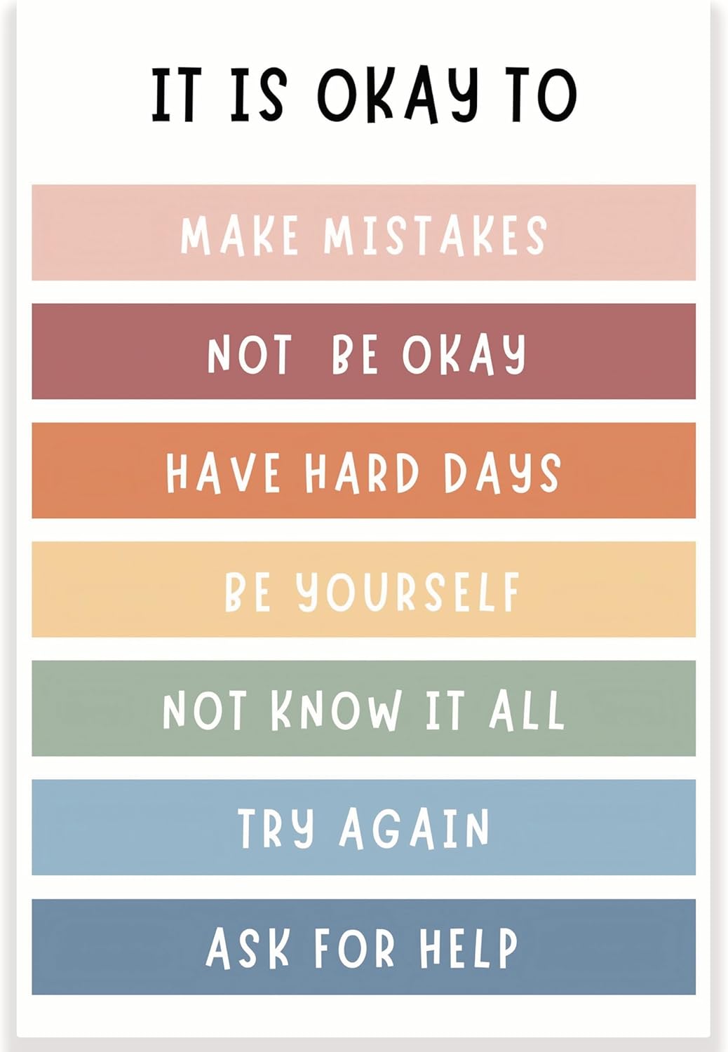 Amazon.com: It Is Okay To Make Mistakes, Not Be Okay Classroom Poster ...
