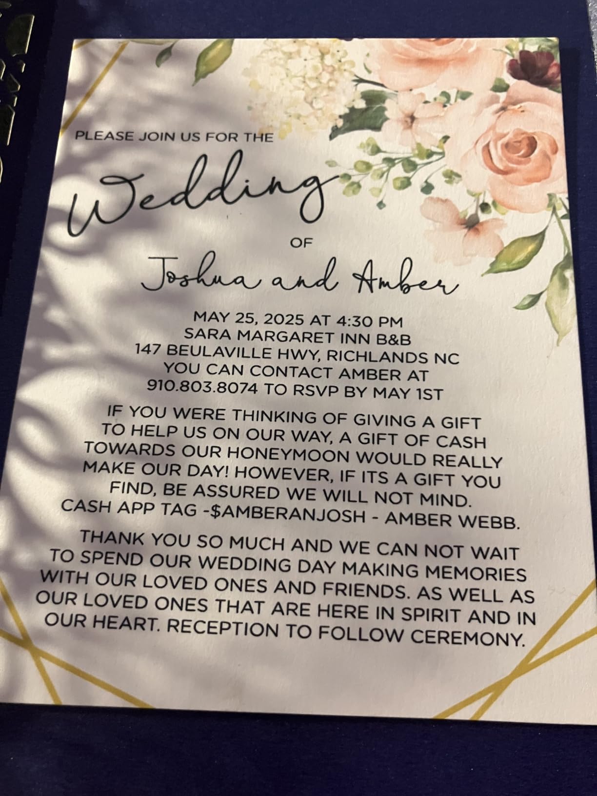 Amazon.com: Personalized Floral Wedding Invites, Elegant Wedding ...