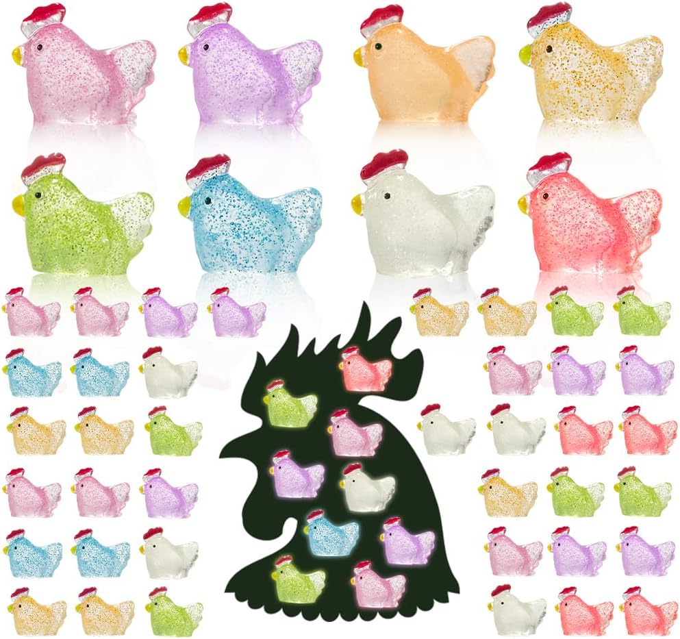 Amazon.com: AWEELON 120 Pcs Glitter Mini Chicken Figurines Glow in The ...
