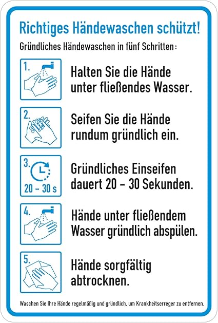 Hinweisschild Anleitung Aufkleber Richtiges Händewaschen schützt ...
