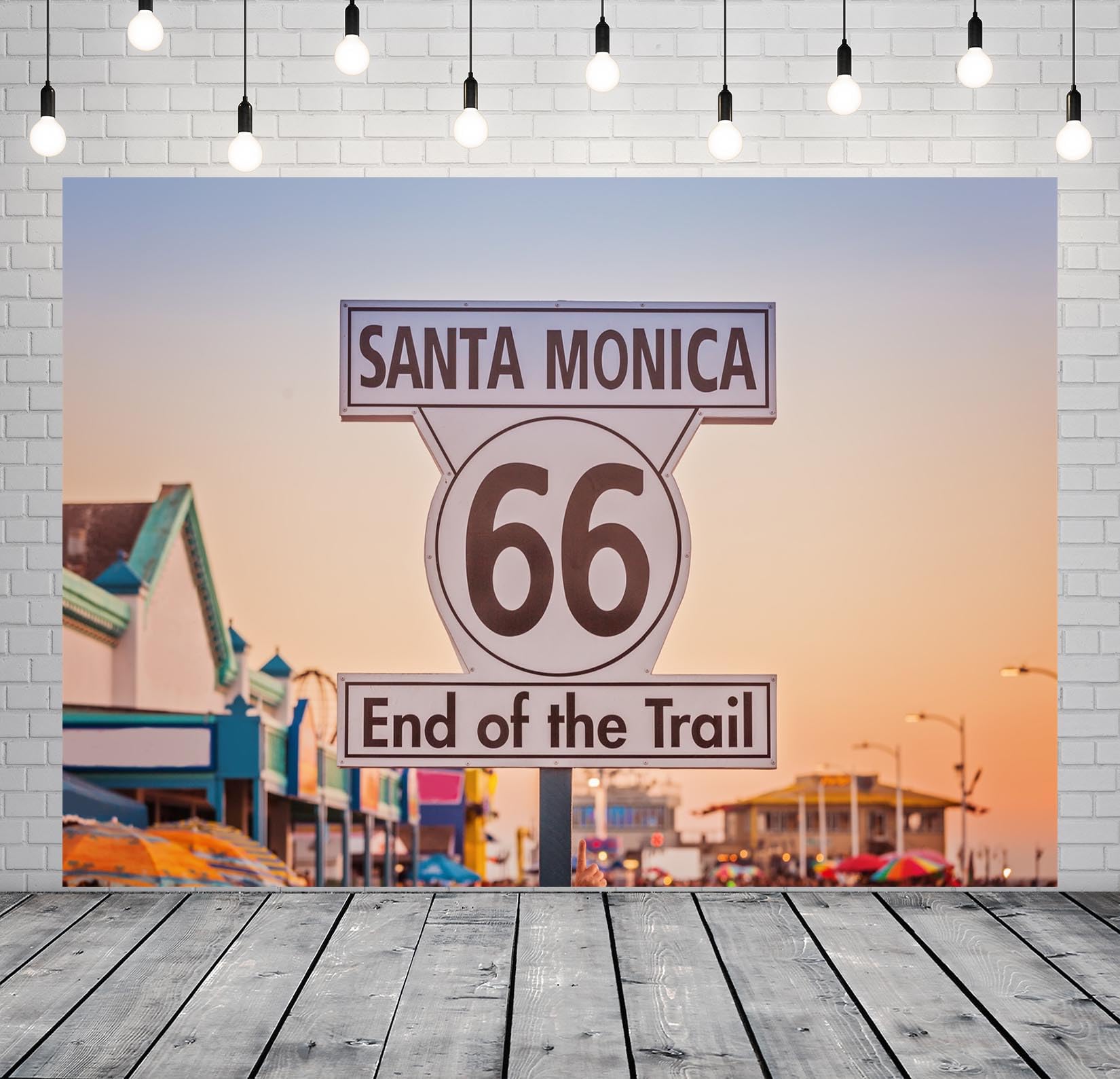 Amazon.com : Loccor 7x5ft Fabric Historic Route 66 Sign Backdrop ...
