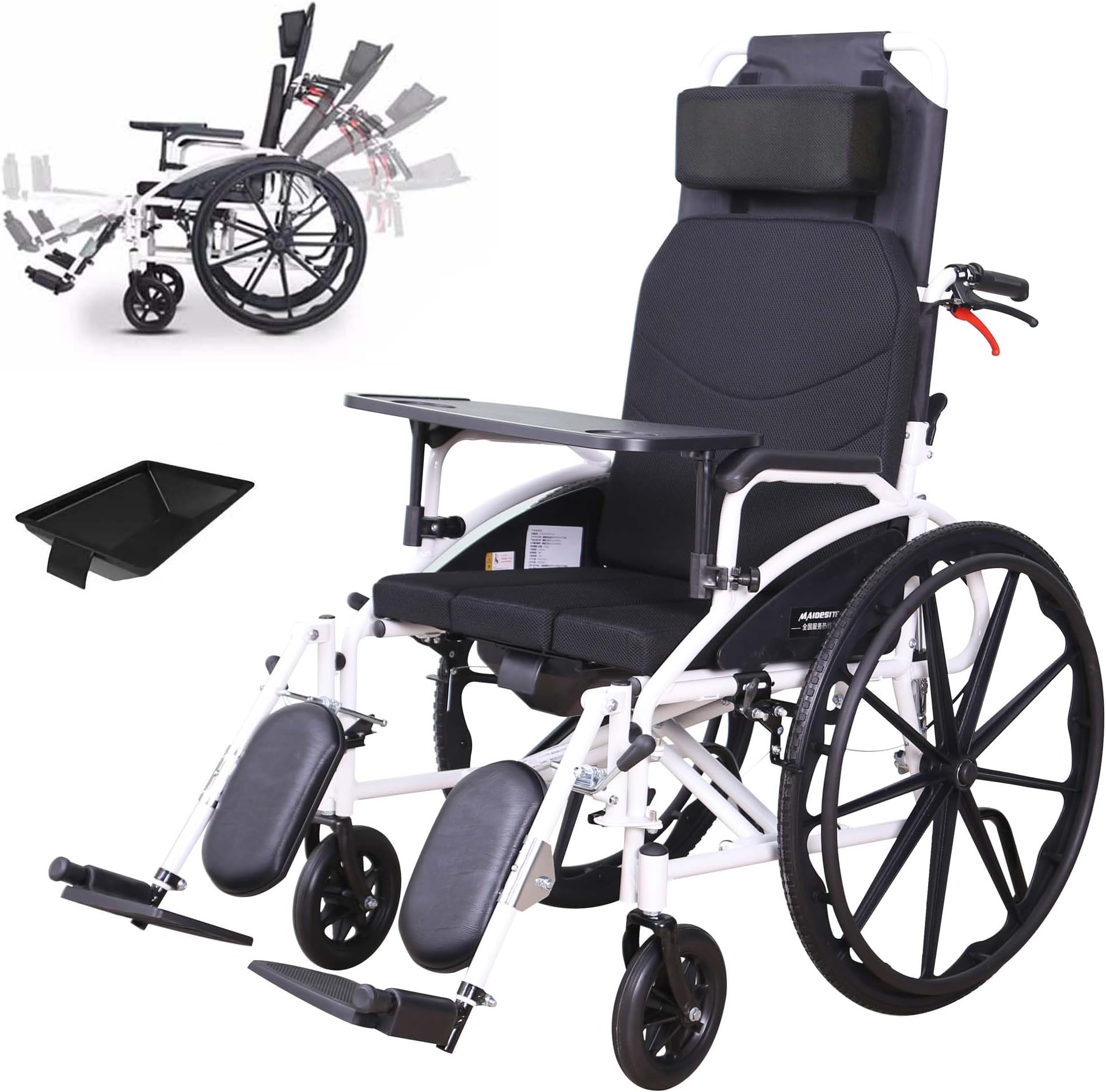 Amazon.com: Lightweight Wheelchair for Adults, Full Reclining Folding ...