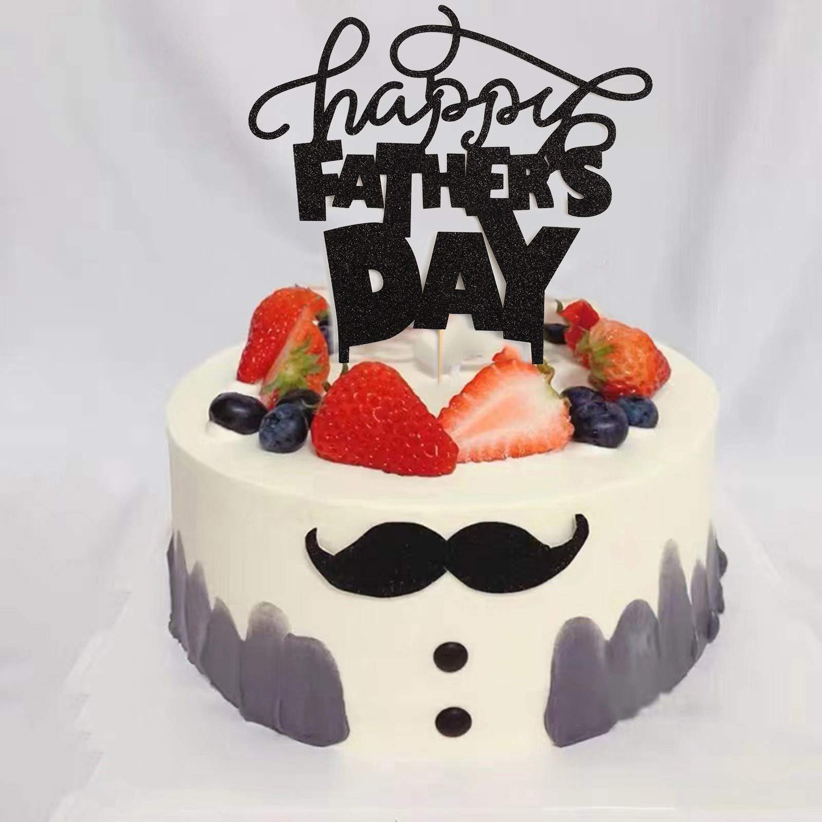 Buy Black Paper Happy her's Day Cake Topper,Best Dad Ever Cake Topper ...