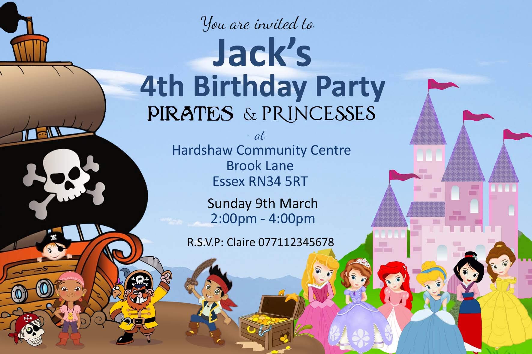 Editable Princess Pirate Invitation