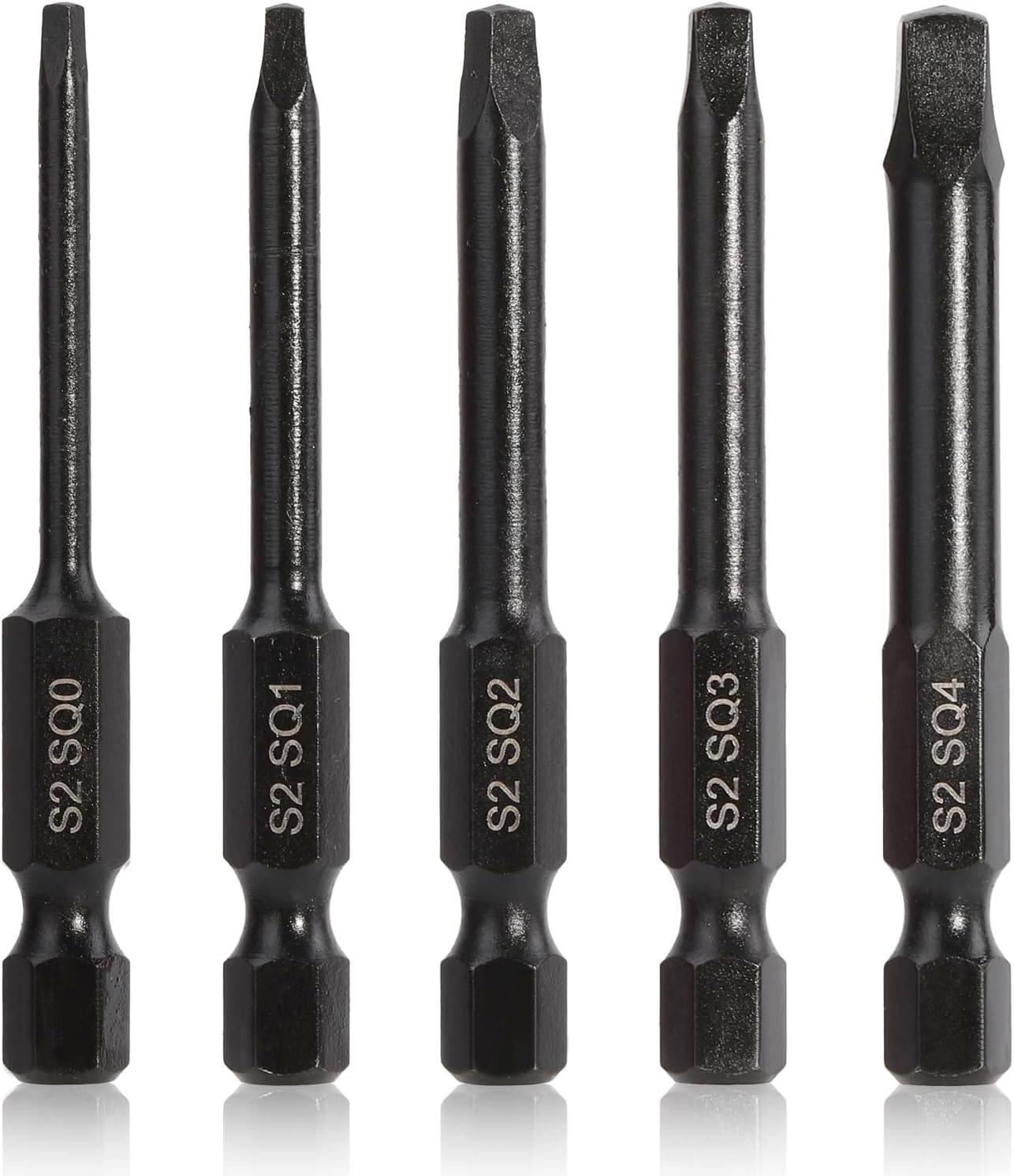 COMOWARE Square Drive Bit 10pc (SQ0-SQ4) Square Drill Bit, S2 Steel ...