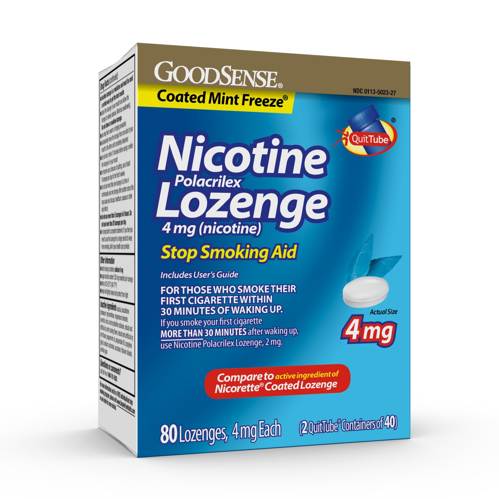 Amazon.com: Good Sense Coated Ice Mint Nicotine Polacrilex Lozenges, 4 ...