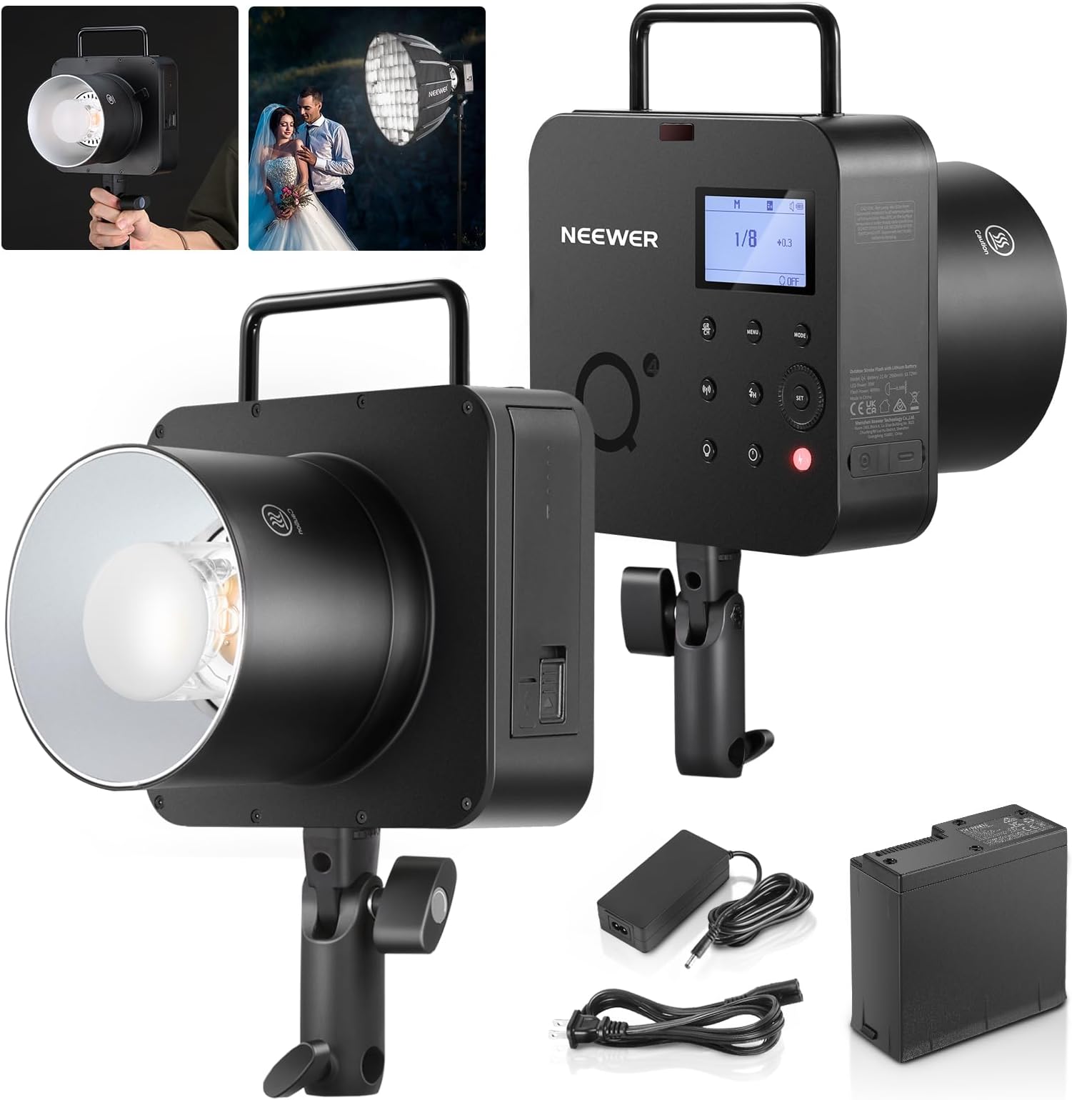 Amazon.com: NEEWER Q4 400Ws 2.4G TTL Outdoor Studio Flash Strobe (New ...