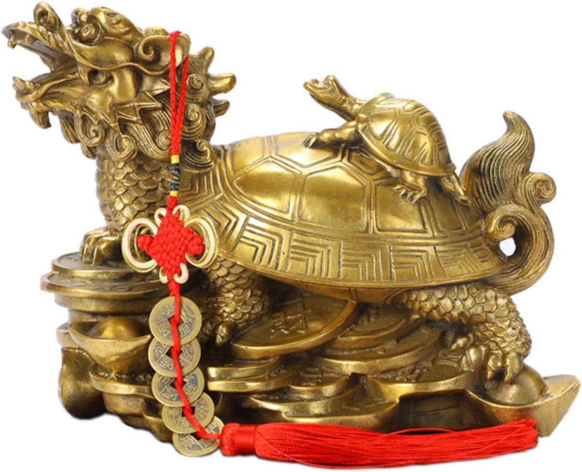 Amazon.com: Bwinka Feng Shui Decoration Brass Dragon Turtle Statue for ...