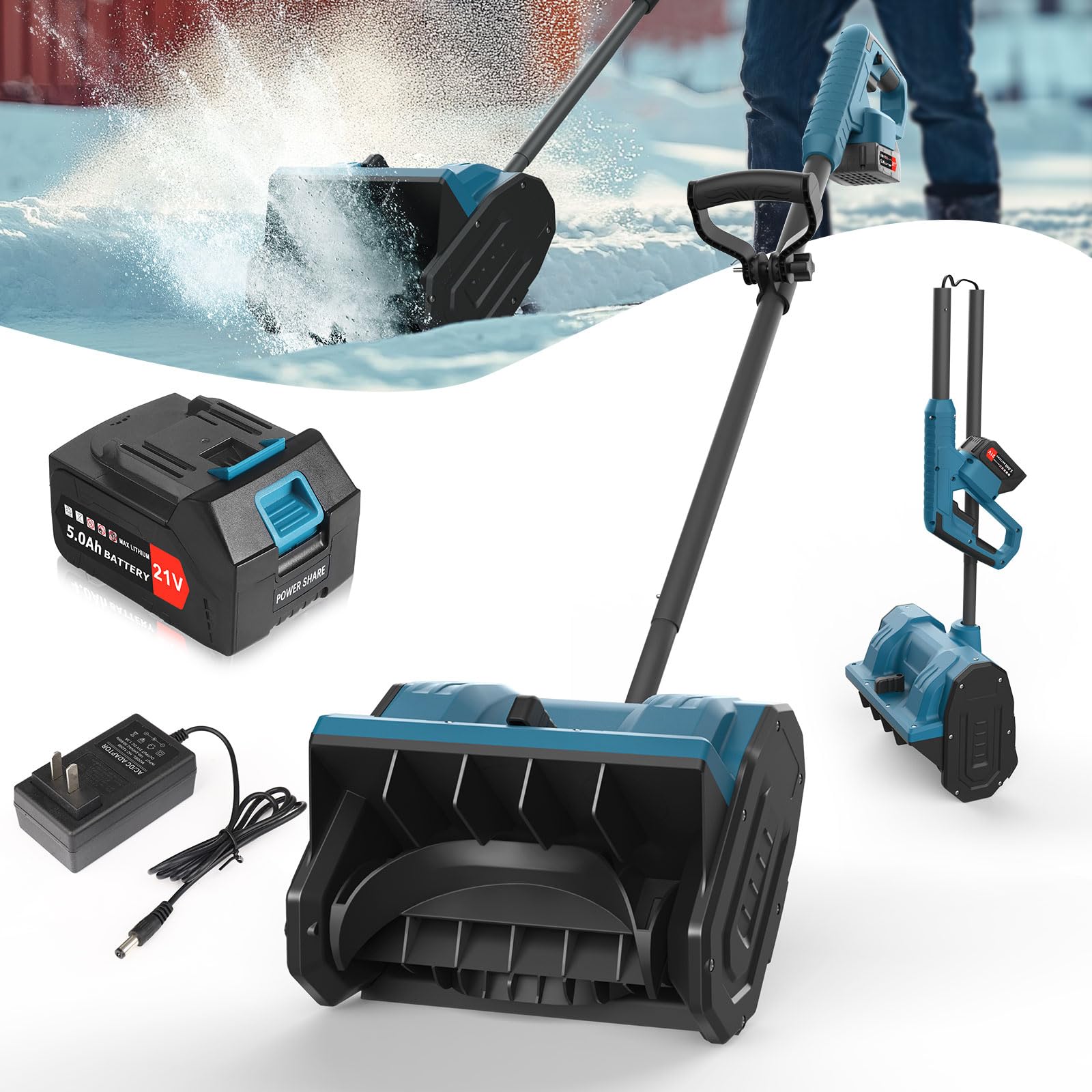 Amazon.com : Lemolifys 21V 13-Inch Cordless Electric Snow Shovel with ...