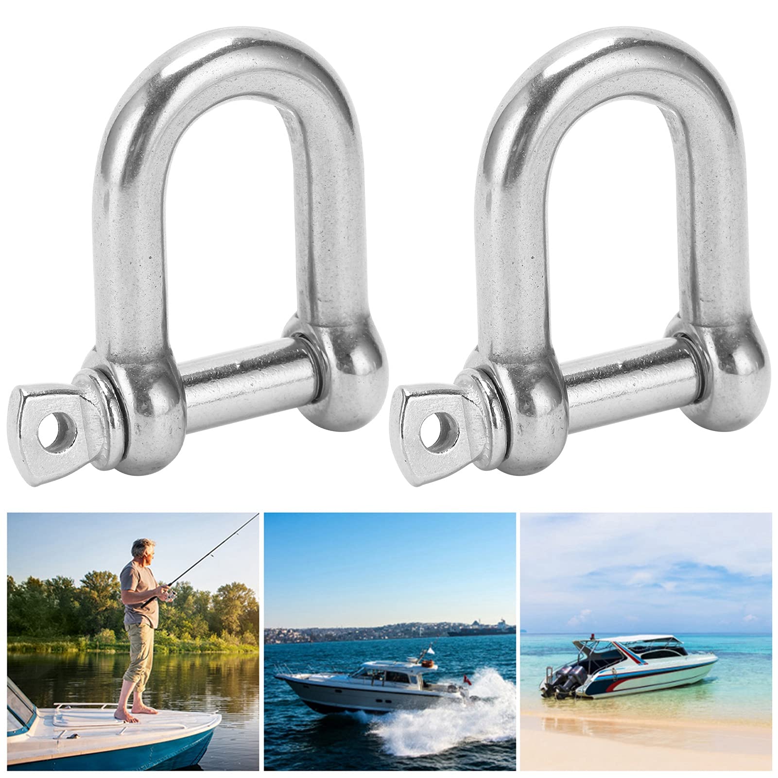 Buy Screw Pin Anchor Shackle, 2pcs D‑Shape Shackles 700kg Load-Bearing ...