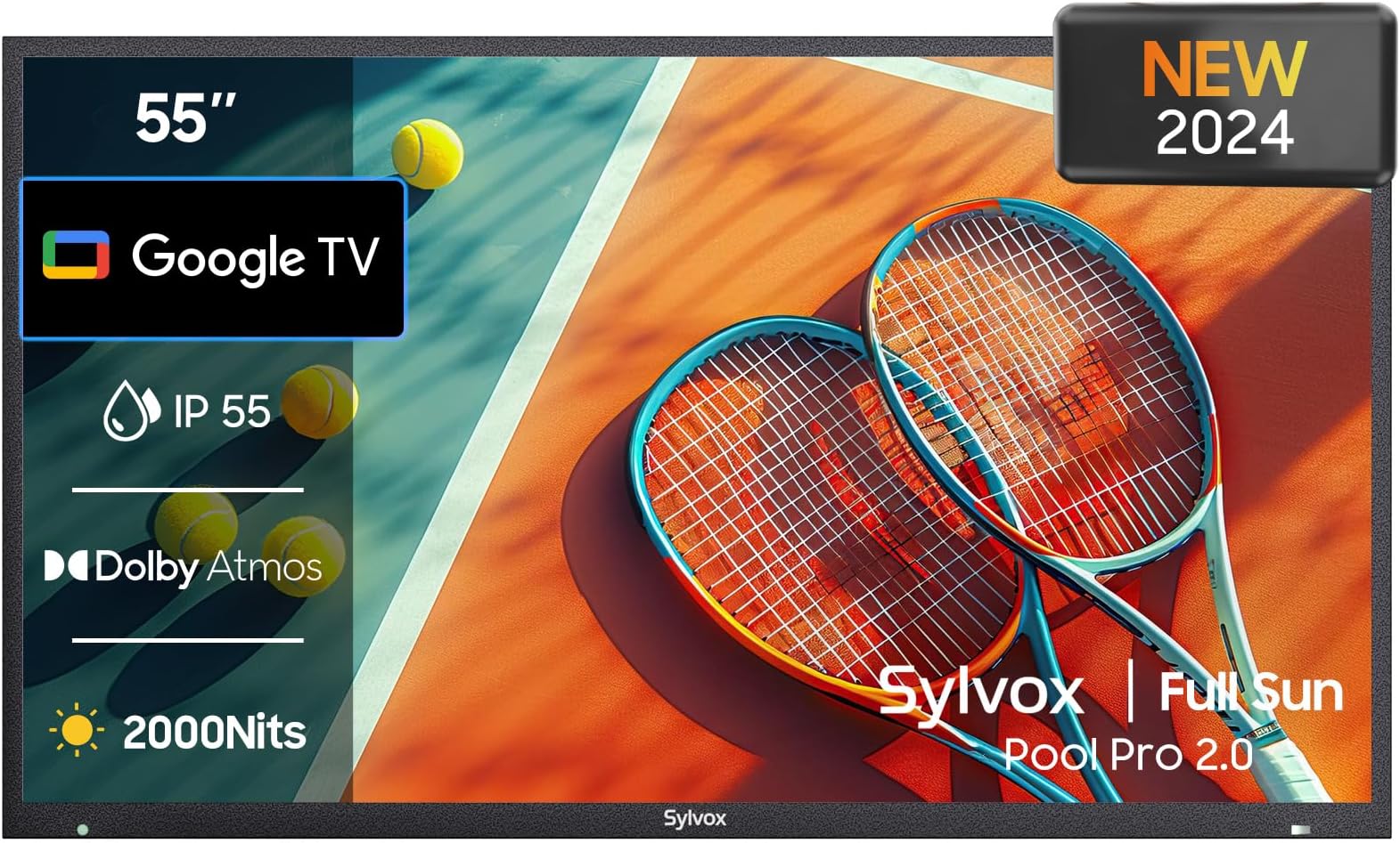 Amazon.com: SYLVOX Outdoor TV, 55-inch Waterproof Smart TV, 2000nits ...