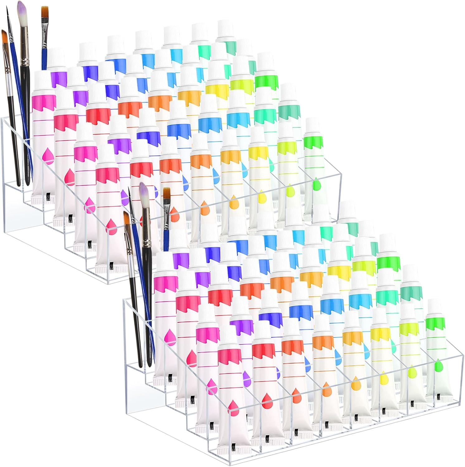 Amazon.com: YEXEXINM 2 Pack Acrylic Paint Tube Organizer 40 Slots,5 ...