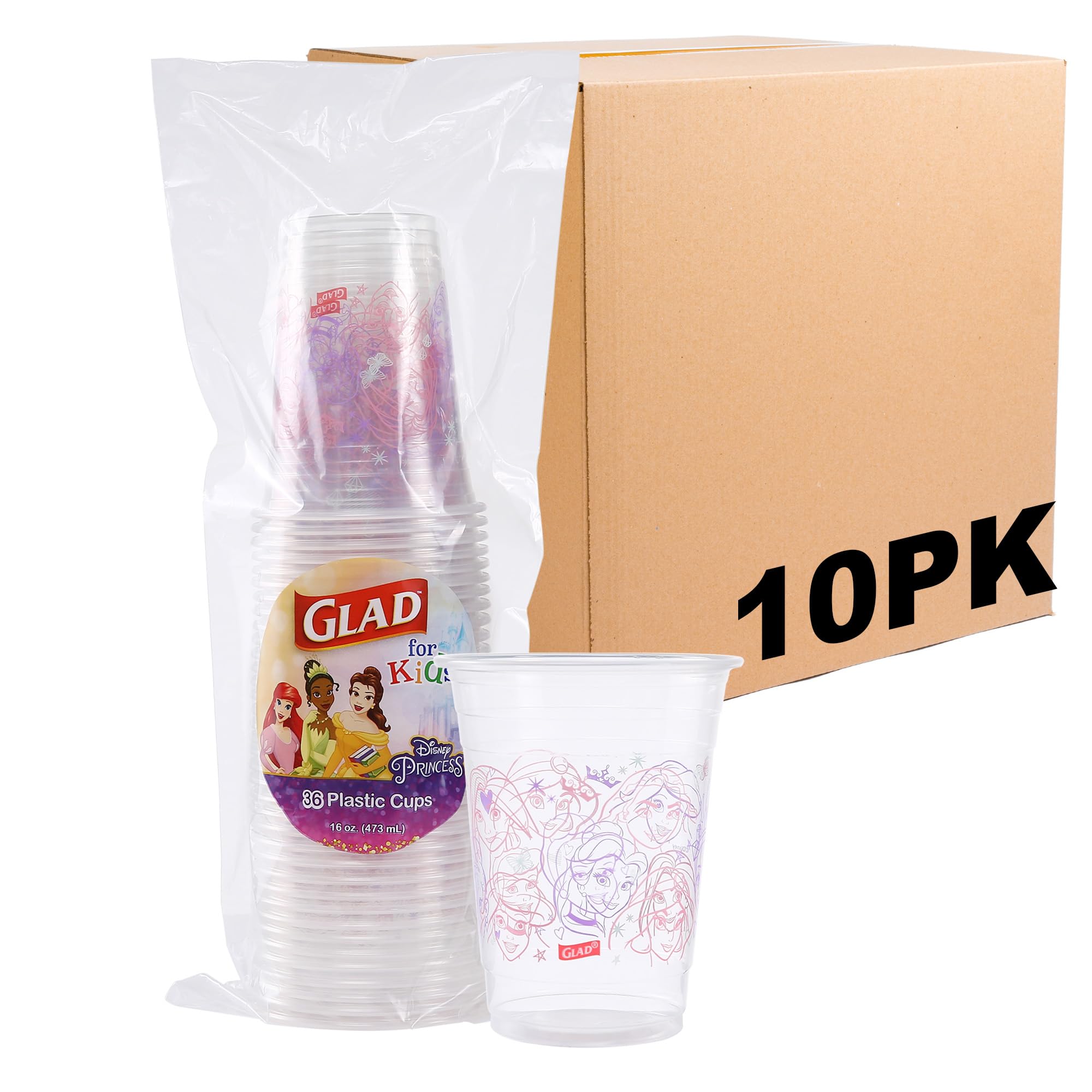 Snapklik.com : Glad For Kids Disney Princess Clear Disposable Plastic ...