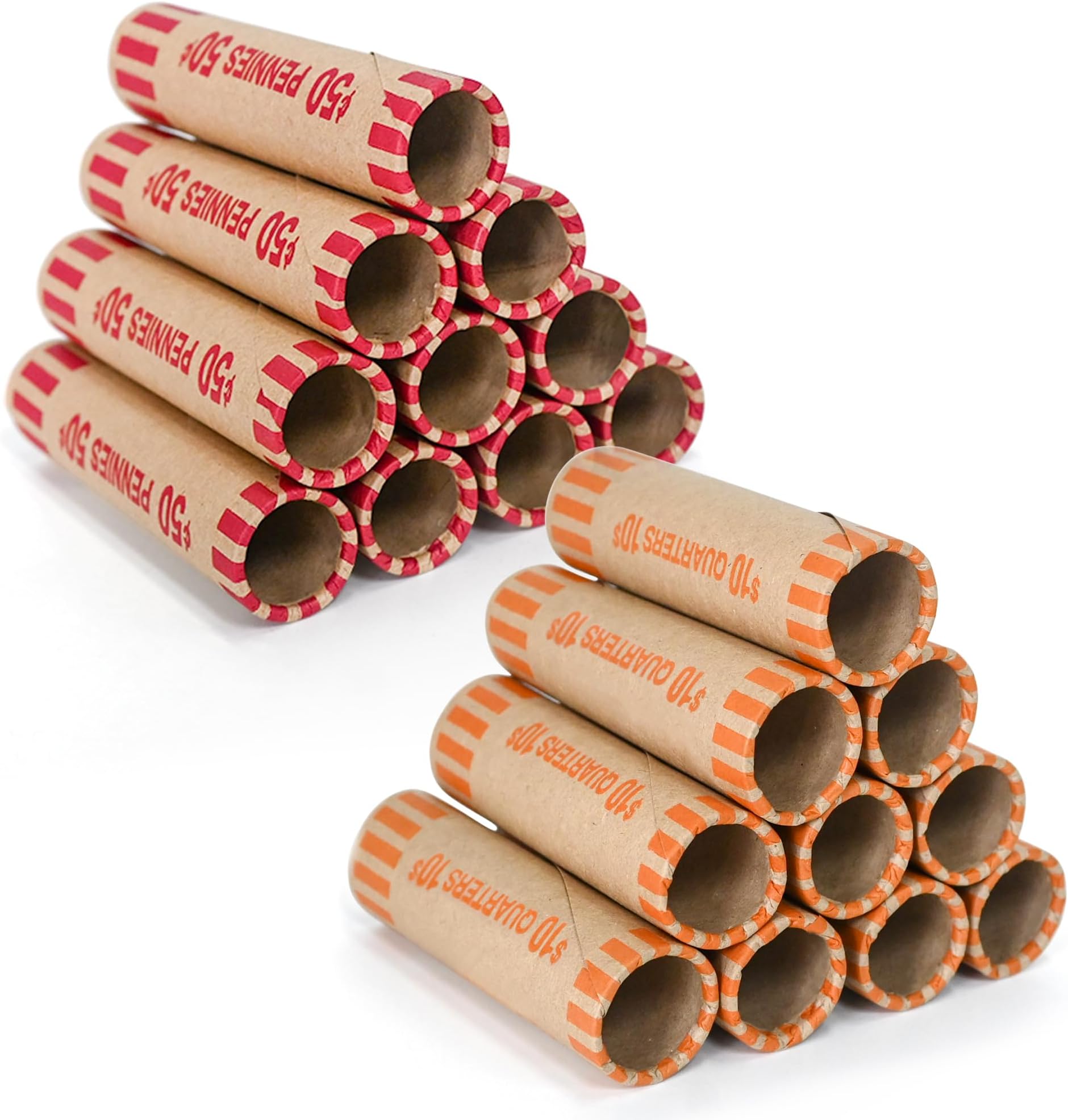 Amazon.com : L LIKED Preformed Coin Wrappers Rolls - 144 Assorted (72 ...